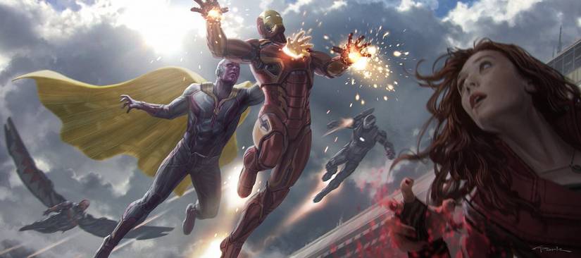 Vision Takes Down Iron Man in Captain America: Civil War Concept Art