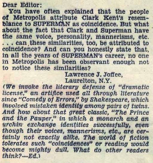 Mort Weisinger Uses Shakespeare to Explain Superman's Secret Identity