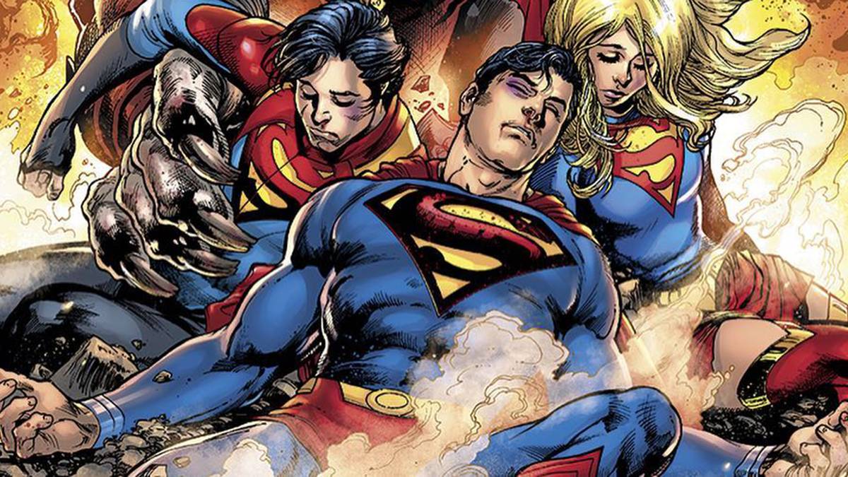 Superman, Superboy and Supergirl Lay Defeated on DC Cover