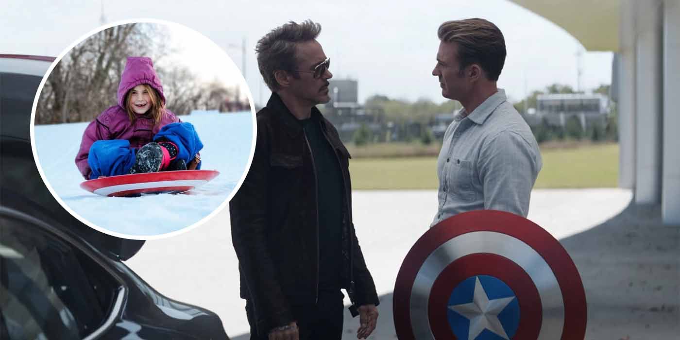 Endgame's Morgan Stark Takes Captain America's Shield Sledding in New Video