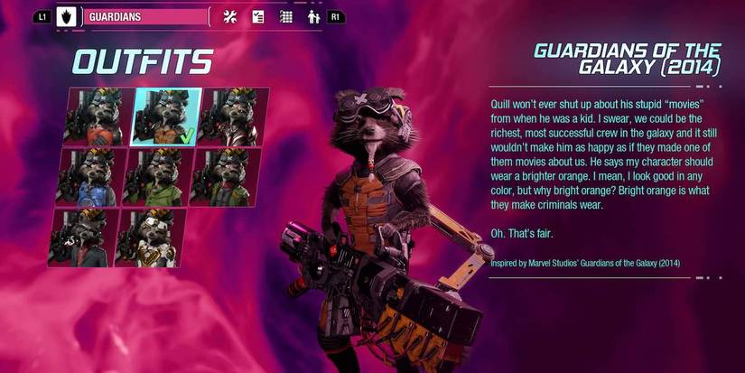 Guardians of the Galaxy: Where To Find Every Outfit For Rocket