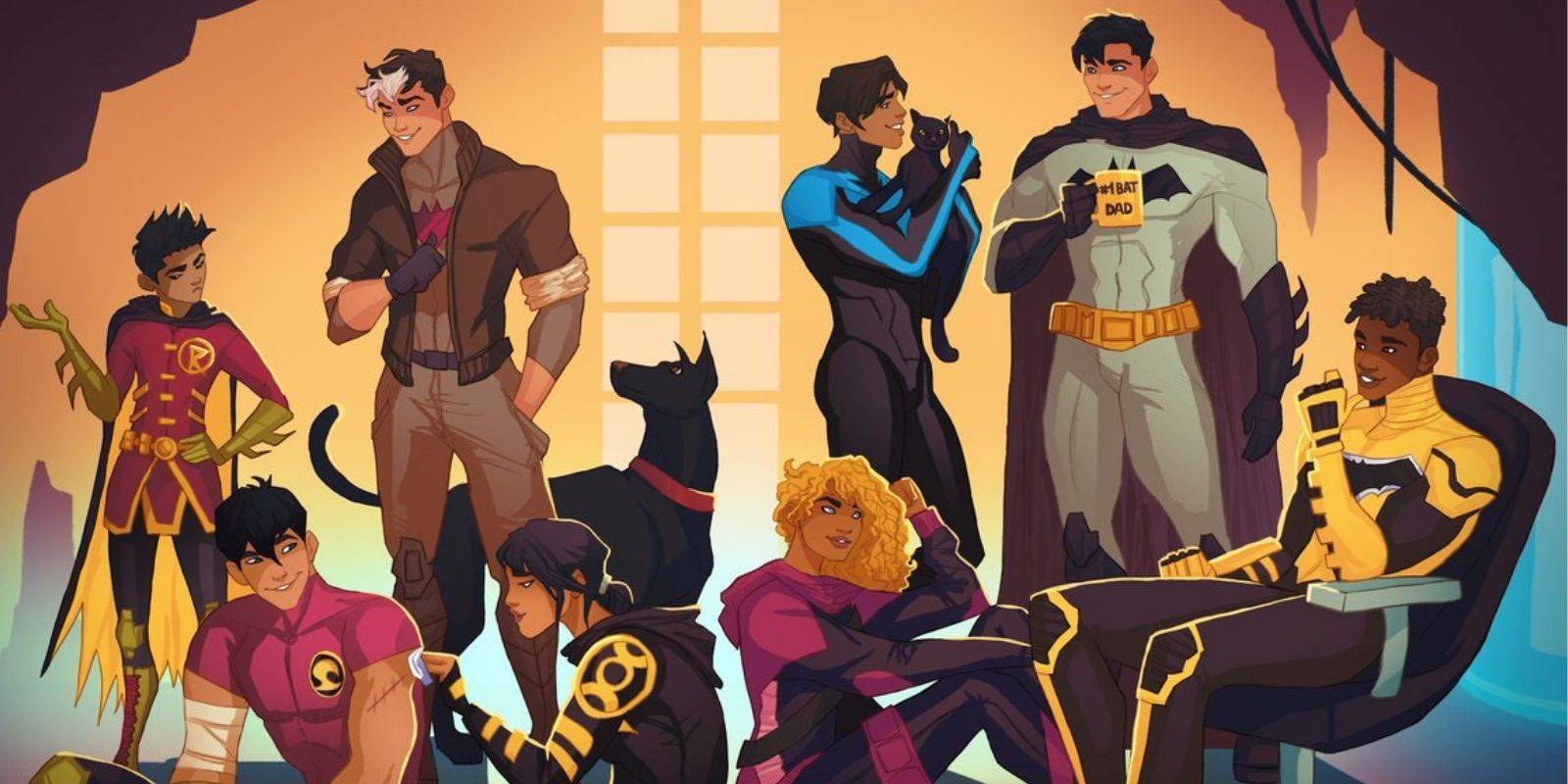 Batman Fan Illustrates a Cozy Bat-Family Gathering