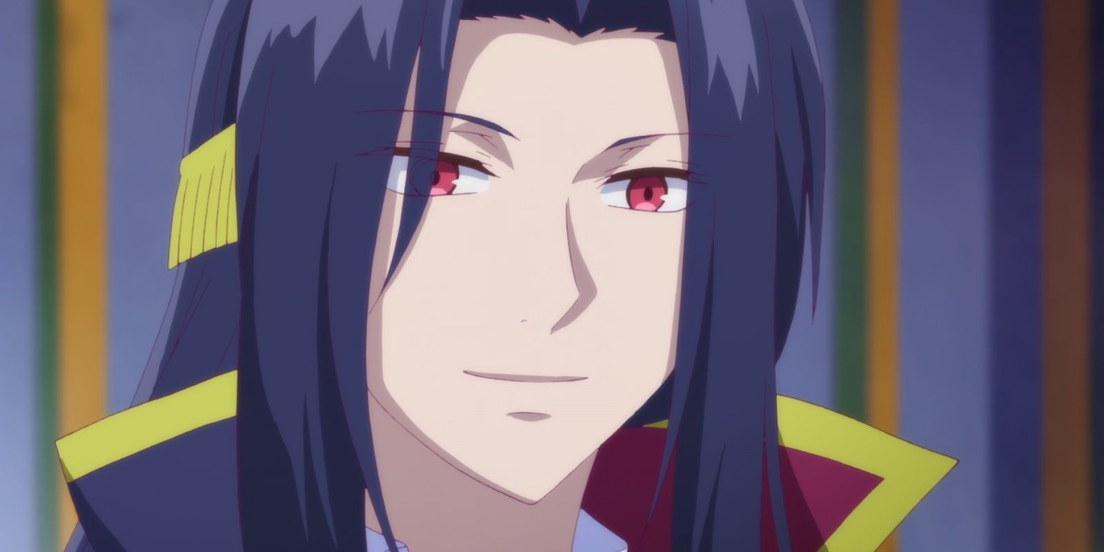 Demon Cailín Anime Le Gruaig Dubh Agus Súile Dearg Clingy Demon Lord