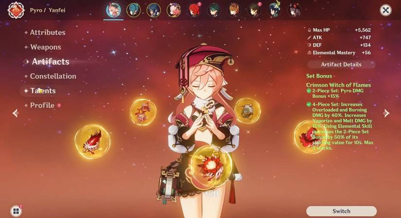 Genshin Impact Yanfei Artifacts, Weapons & Team Guide
