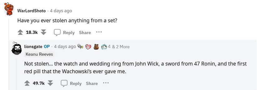 Keanu Reeves Owns The Matrix’s Original Red Pill and John Wick’s ...