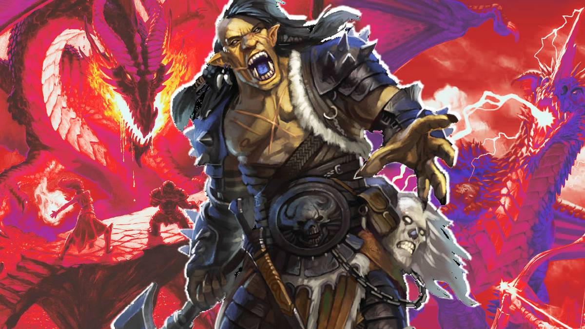 Dungeons & Dragons: An Orc Barbarian Vanquishes a Dragon Using Fiery ...