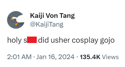 Usher Reveals JJK Anime Spoilers While Cosplaying as Gojo in Viral TikTok