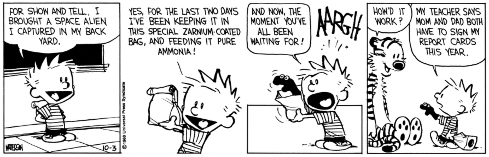 Calvin’s Most Creative Show-and-Tell Items in Calvin and Hobbes