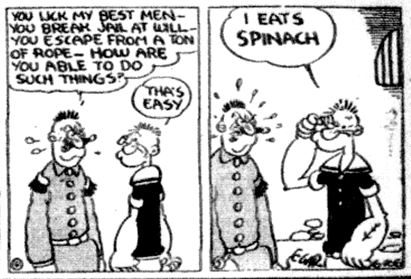 When Did Popeye First Gain Super-Strength From Eating Spinach?