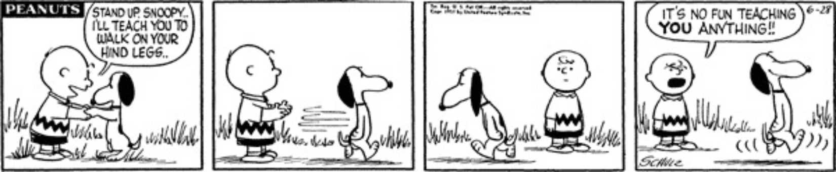 When Did Snoopy First Impersonate a Human in the Peanuts Strip?