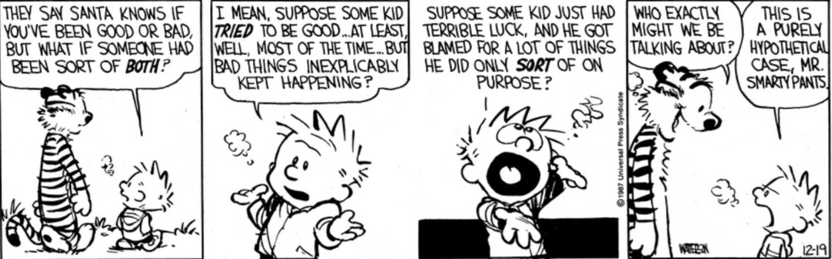 Calvin and Hobbes Ask Some Tough Questions About Santa Claus' Existence