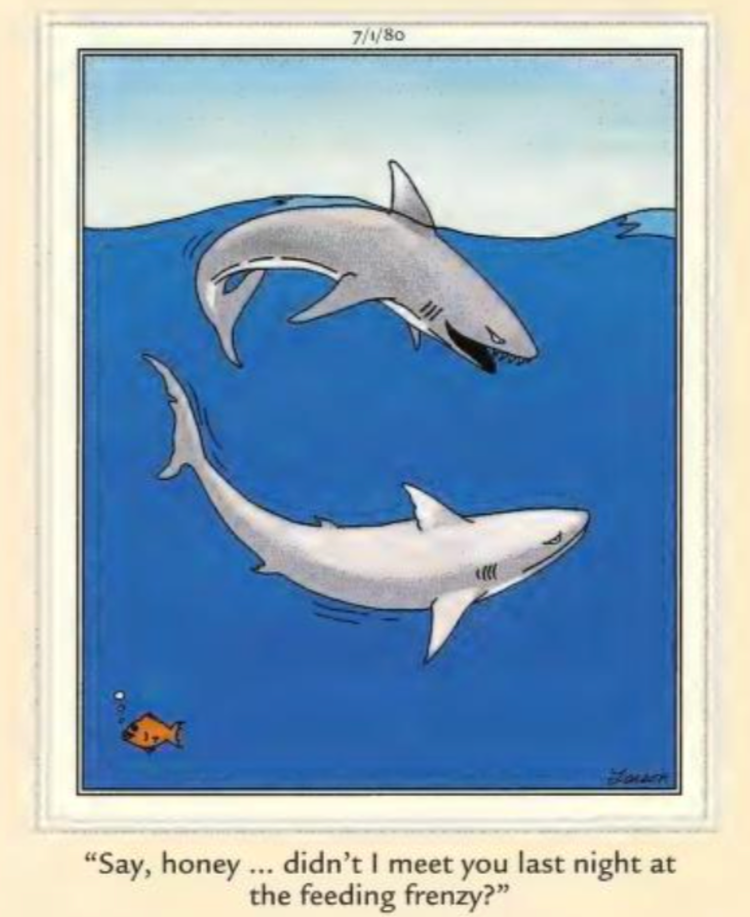 10 Funniest Far Side Comics featuring Sharks, Ranked