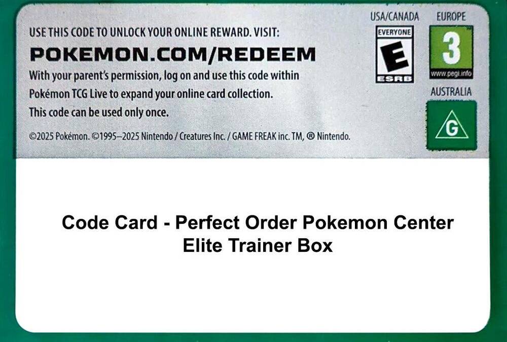 Code Card Perfect Order Pokemon Center Elite Trainer Box - ME03 ...