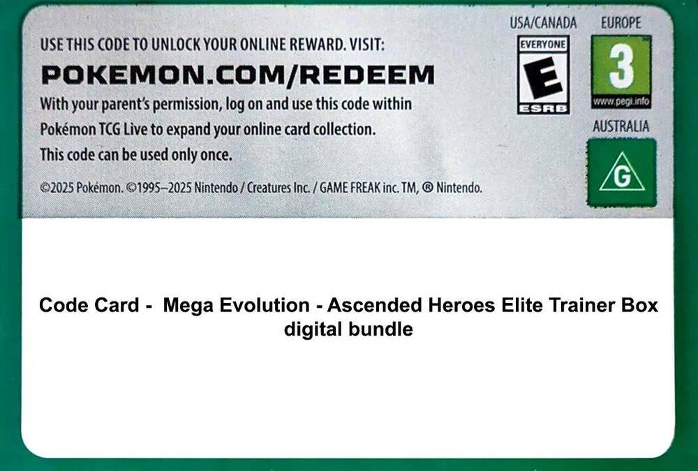 Code Card Ascended Heroes Elite Trainer Box digital bundle - ME ...