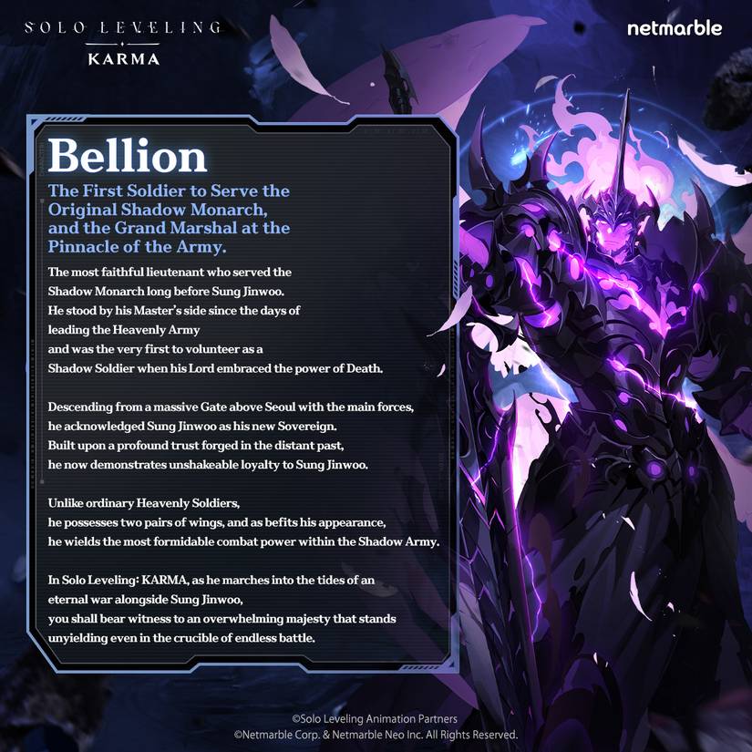 Solo Leveling: Karma Reveals New Bellion Design and Lore