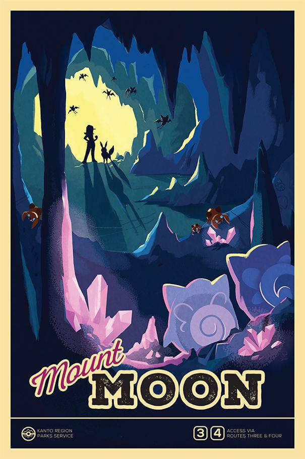 Dream of Mount Moon With These Gorgeous Pokemon Travel Posters