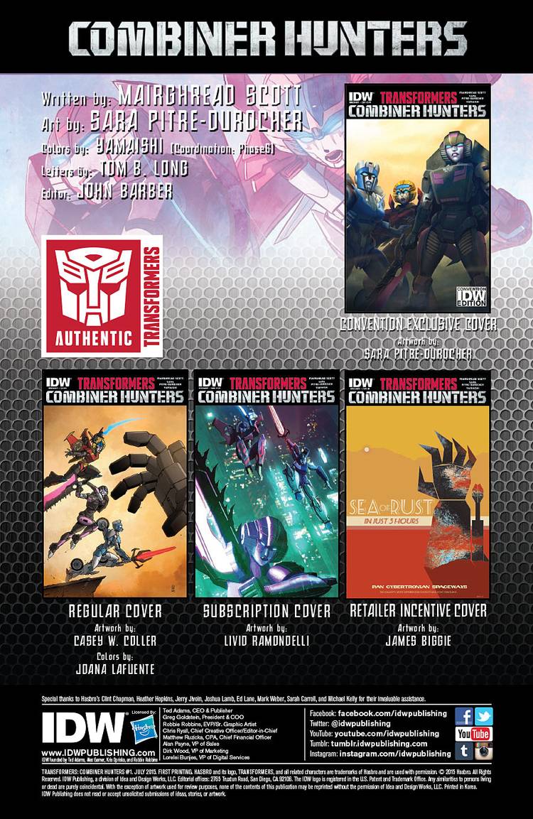 Transformers: Combiner Hunters Special #1
