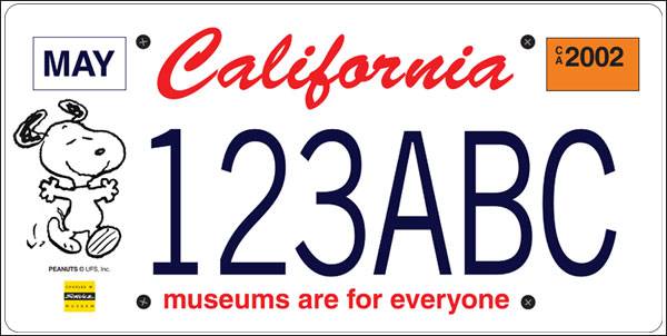 Snoopy license plates available for order in California