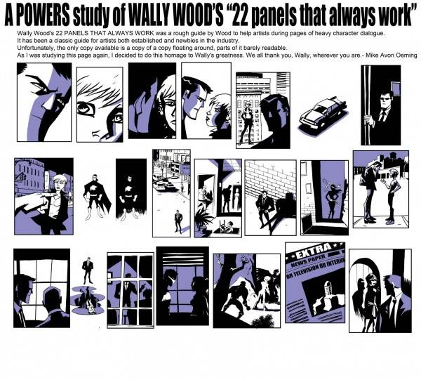 Mike Oeming's homage to Wally Wood's 22 Panels That Always Work
