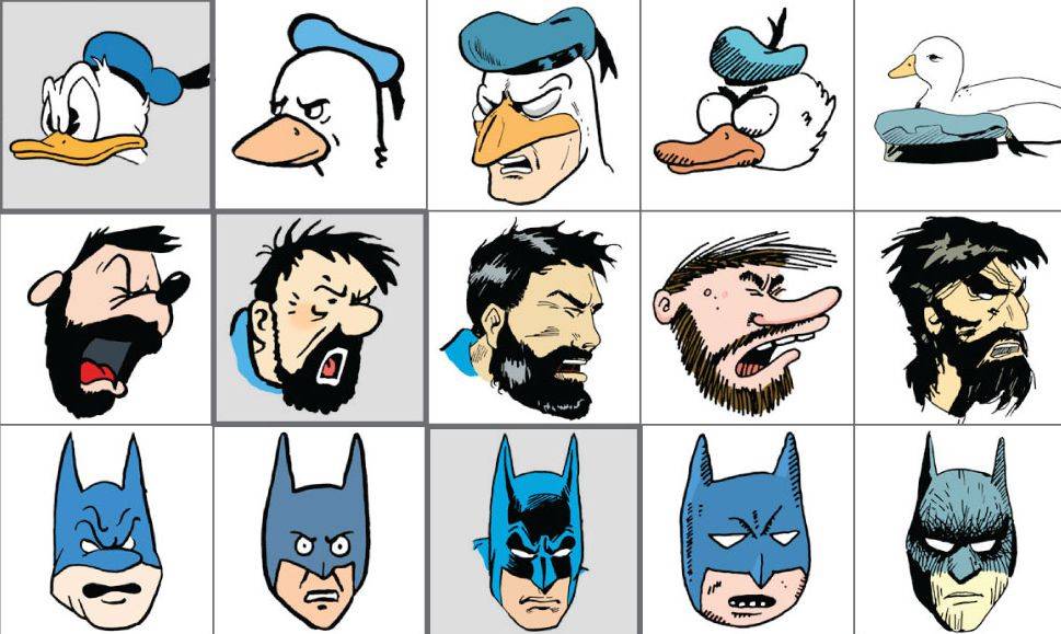 10 comic characters drawn in the style of 10 artists