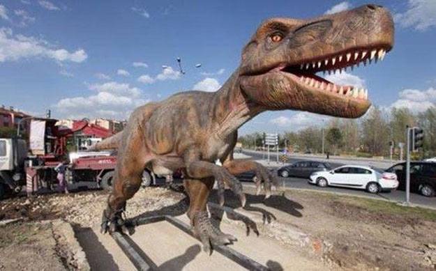 Beleaguered Turkish mayor replaces robot statue with T. rex