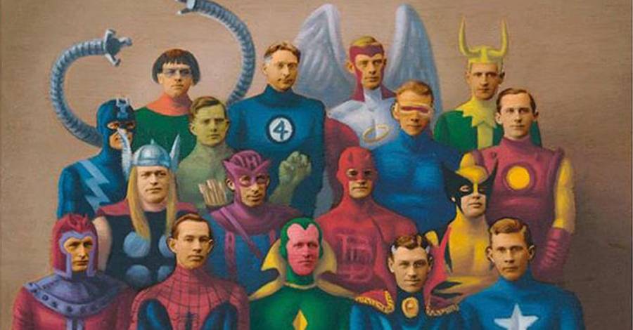 Vintage photos become colorful superhero art